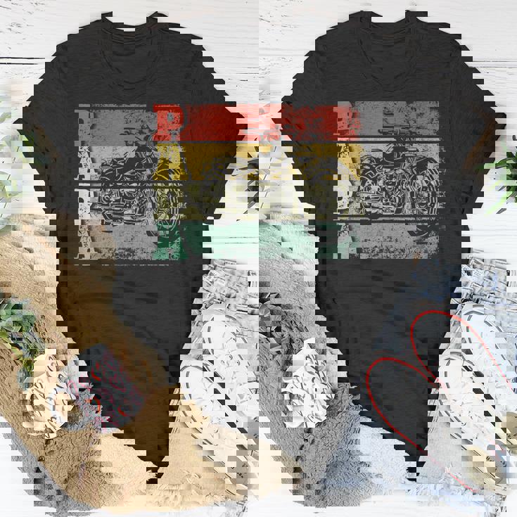 Vintage Motorcycle Papa Biker Motorcycle Rider Fathers Day Gift For Mens Unisex T-Shirt | Mazezy