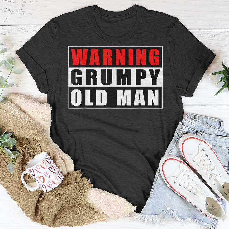Warning Grumpy Old Man Funny Quotes Fathers Day Grandpa Unisex T-Shirt ...
