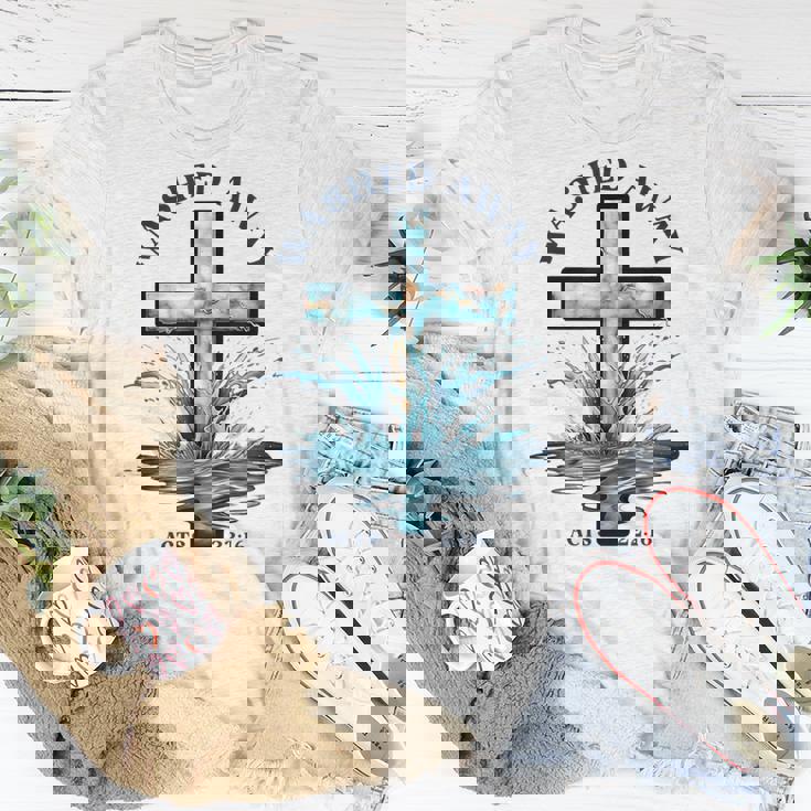 Baptism Washed Away Acts 22 Quote Baptized Water Cross T-Shirt | Mazezy