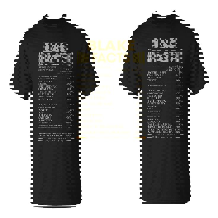 Blake Name Gift Blake Facts V4 Unisex T-Shirt | Seseable