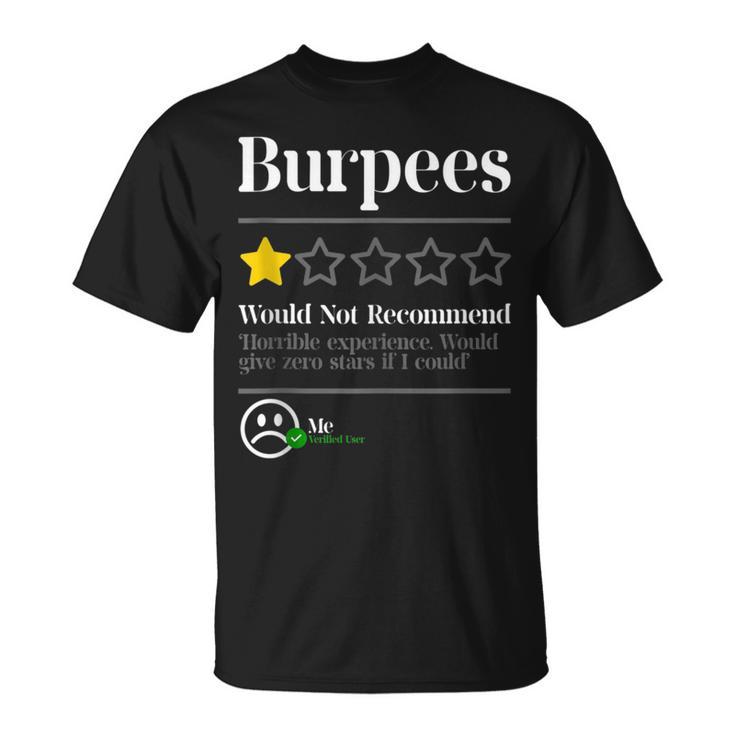 Burpees Do Not Recommend 1 Star Rating Funny Gym Workout Mens Back ...