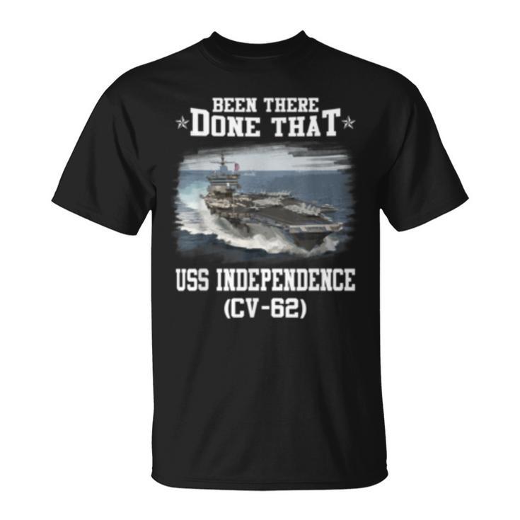 Cv62 Uss Independence Navy Ships Men's Back Print T-shirt | Mazezy
