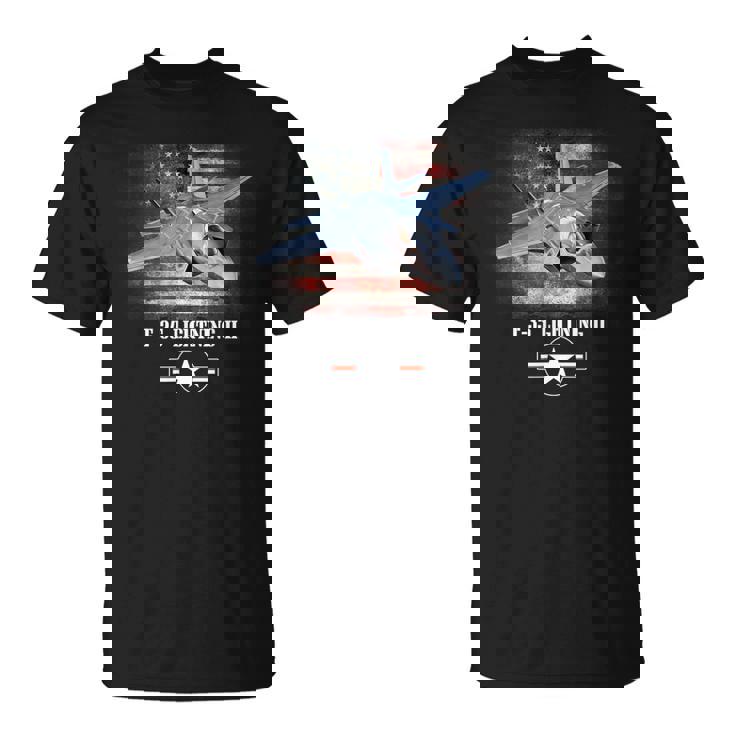 F35 Lightning Ii Combat Air Force Veteran Usa Flag Unisex T-Shirt | Mazezy