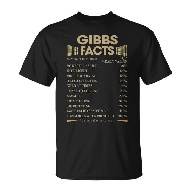 Gibbs Name Gift Gibbs Facts Unisex T-Shirt | Seseable
