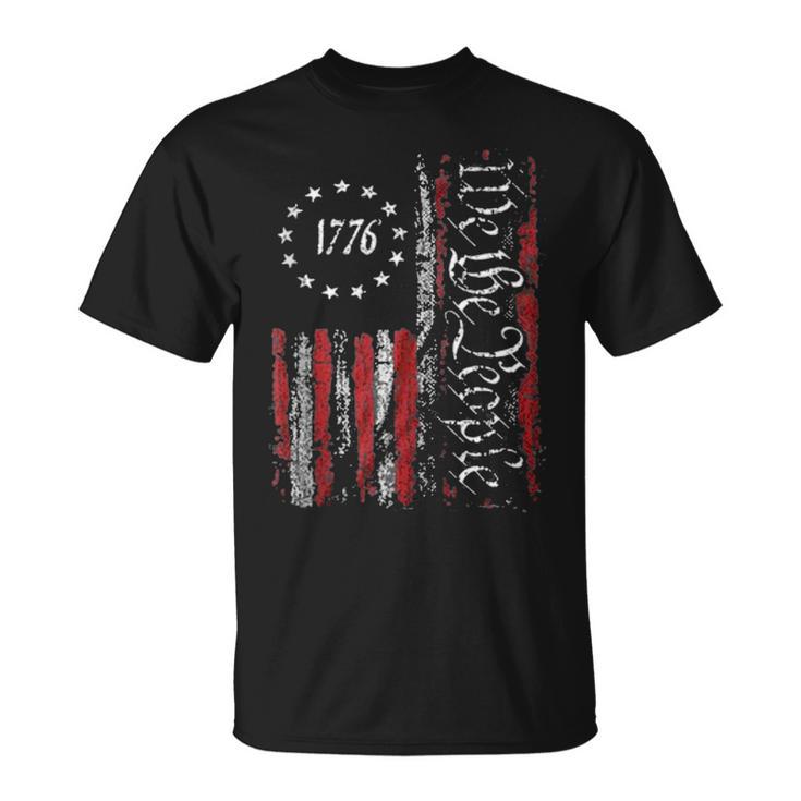 Independence Day American Flag Patriotic 1776 We The People Men's Back ...