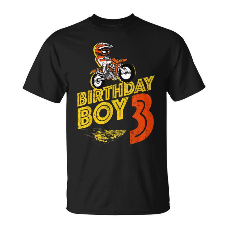 Kids 3Rd Birthday Boys Motorcycle Biker 3 Years Old Unisex T-Shirt | Mazezy