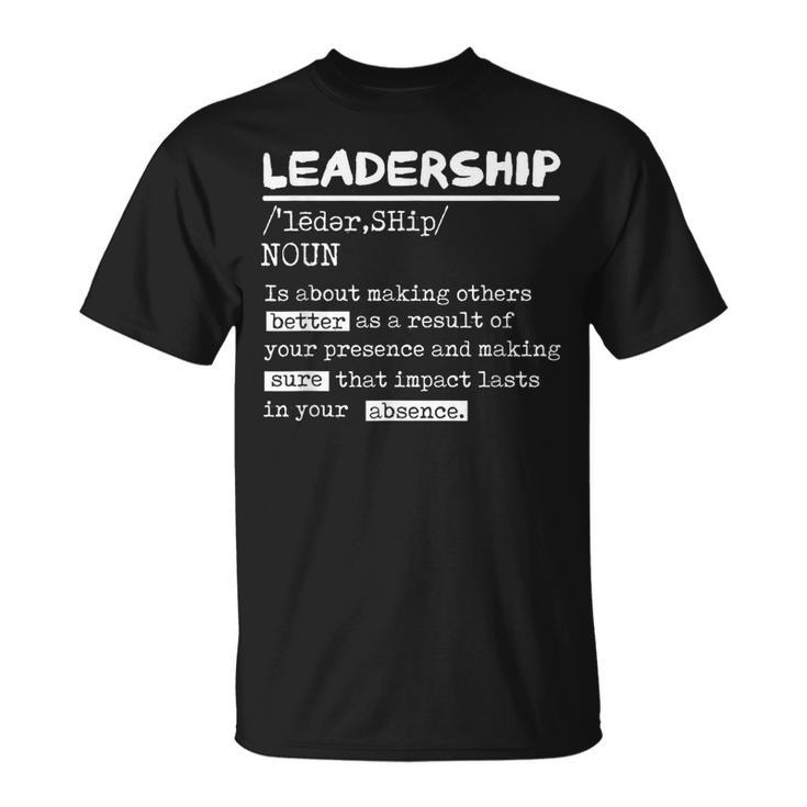 Leadership Definition Leader Office Teamwork Influencer Boss T-Shirt ...
