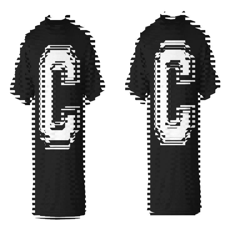 Letter C Alphabet Name Initial School Sports Team Unisex T-Shirt | Mazezy