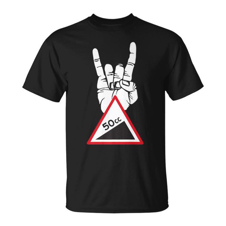 Rock N Roll Fist 50Cc Moped Motorcycle Hill Climb T-Shirt | Mazezy