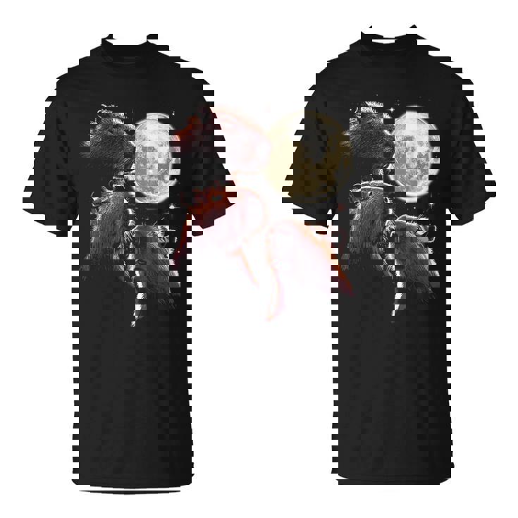 Three Capybara Moon Funny Capybara Meme Mystical Capybara Unisex T ...