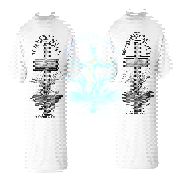 Baptism Washed Away Acts 22 Quote Baptized Water Cross T-Shirt | Mazezy