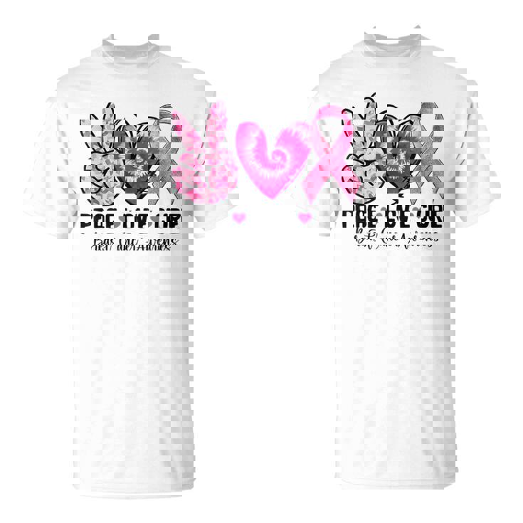 Peace Love Cure Breast Cancer Awareness Warrior Pink Ribbon T-Shirt ...