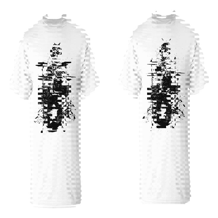 Punk Rockstar Kitten Kitty Cat Drummer Playing Drums Graphic T-Shirt ...