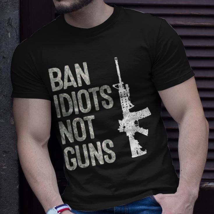 2A Pro-Gun 2Nd Amendment Ar15 Ban Idiots Not Guns T-Shirt | Mazezy