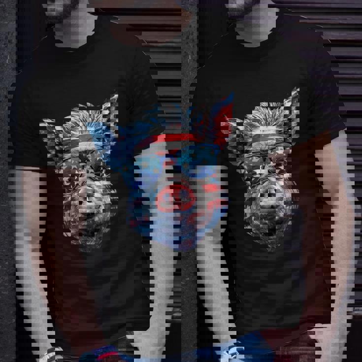 American Flag Pig Vintage Farm Animal Patriotic Farmer Pig Unisex T ...