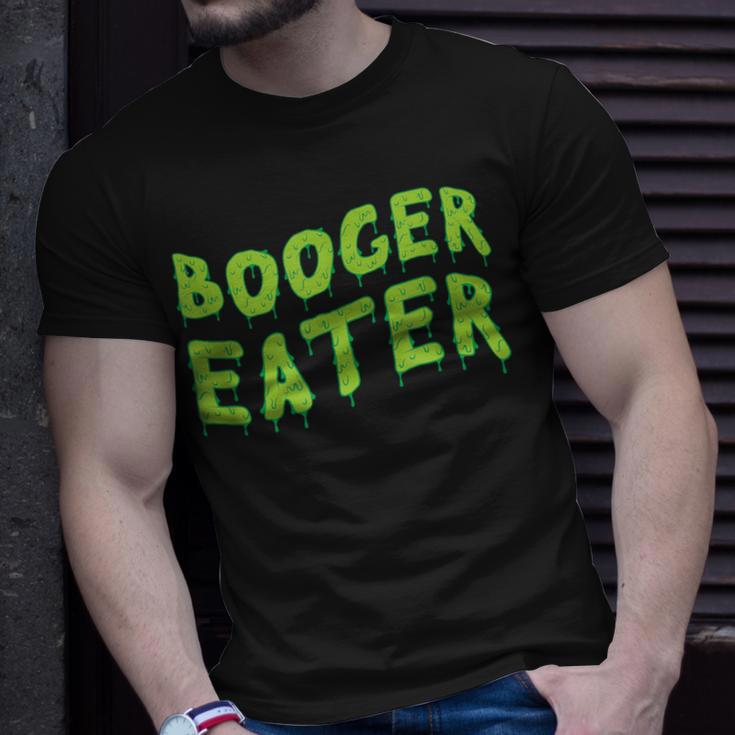 Booger Eater Gross Nose Picker Snot Sucker Graphic T-Shirt | Mazezy