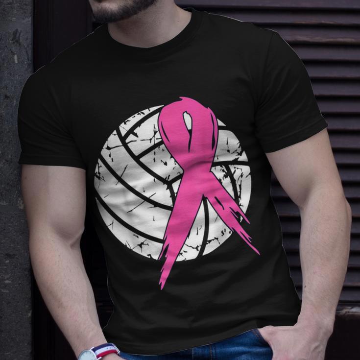 Breast Cancer Pink Ribbon Volleyball Awareness Costume T-Shirt | Mazezy
