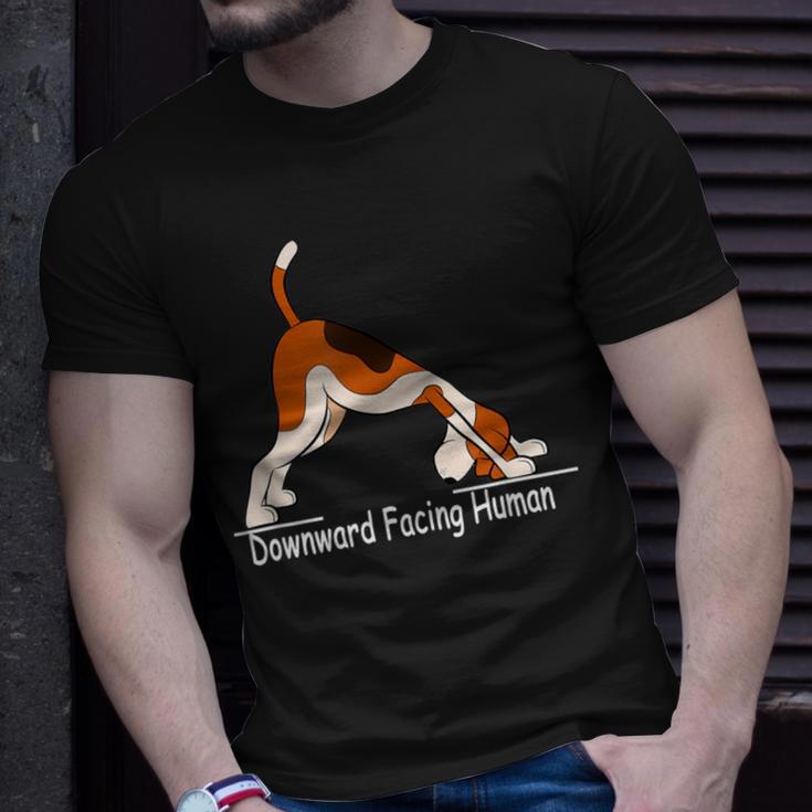 Downward Facing Human Yoga T-Shirt | Mazezy