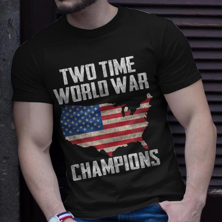 Two Time World War Champions United States Nerd T-Shirt | Mazezy