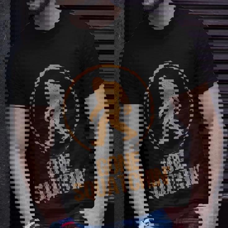 Gone Squatchin Bigfoot Hunter Gone Squatching Sasquatch T-Shirt | Mazezy