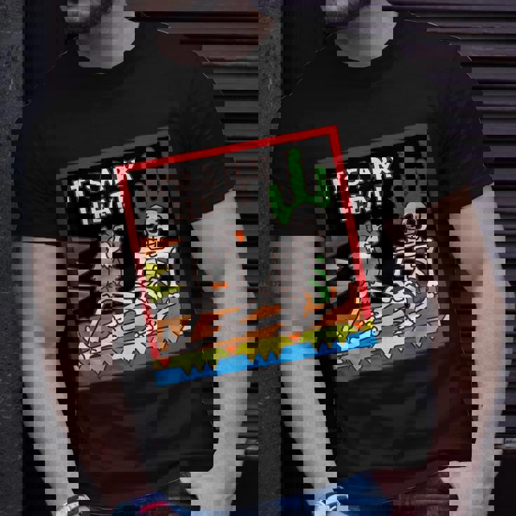 Its Dry Heat Cool Skeleton Funny Skeleton Summer Unisex T-Shirt | Mazezy