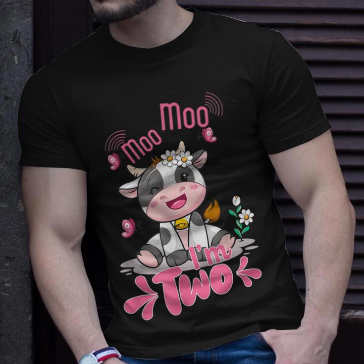 Moo Moo Im Two Cow Birthday Girls Cow Second Birthday Unisex T-Shirt ...