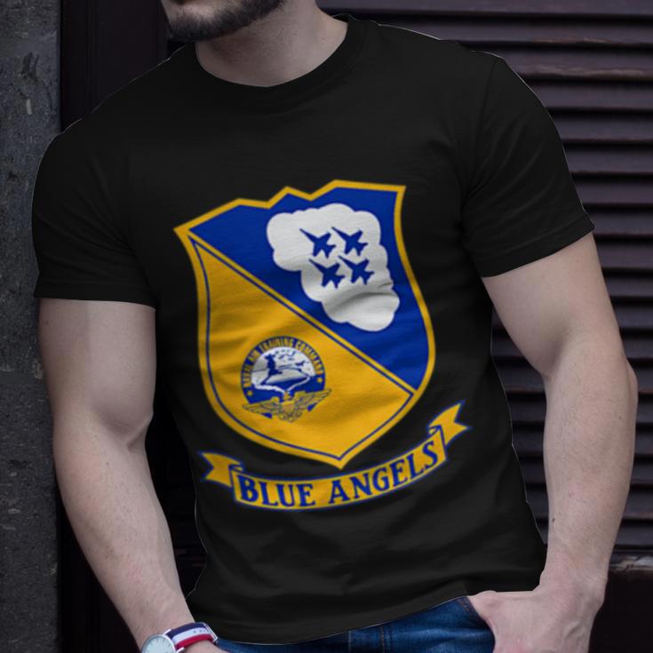 Navy Blue Angels Air Show Military Veteran Patch Unisex T-Shirt | Mazezy
