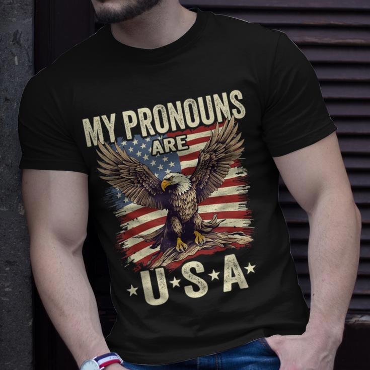 Patriotic American Flag Eagle 4Th July My Pronouns Are Usa T-Shirt ...