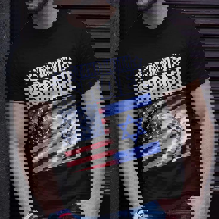 Support Israel I Stand With Israel Us Israel Flag Combined T-Shirt | Mazezy