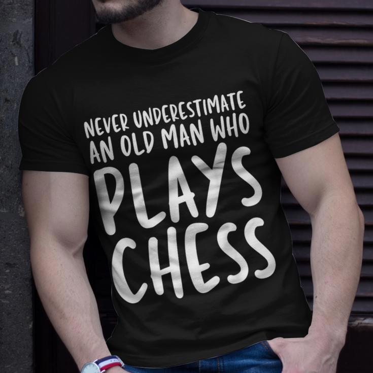 Never Underestimate And Old Man Who Plays Chess Humor Chess T-Shirt ...
