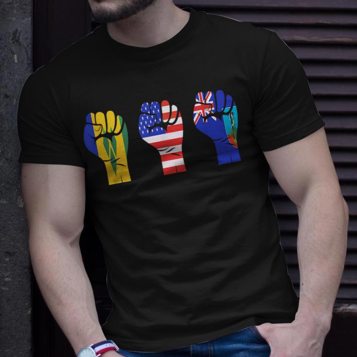 Vincy Montserrat American Flag Fist T-Shirt | Mazezy