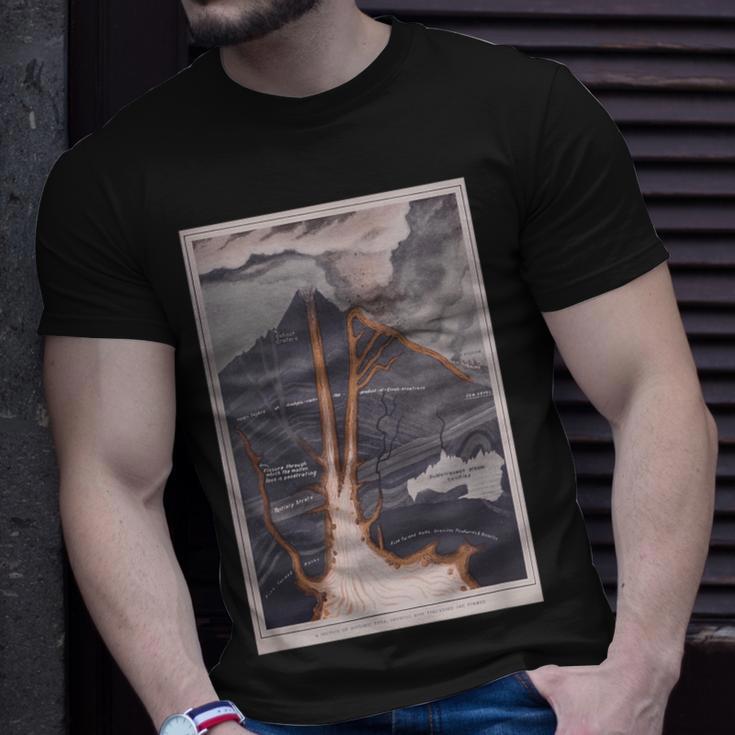 Volcano Geology Diagram T-Shirt | Mazezy