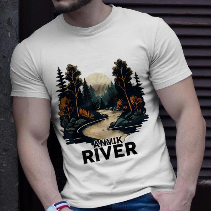 Anvik River Retro Minimalist River Anvik T-Shirt | Mazezy