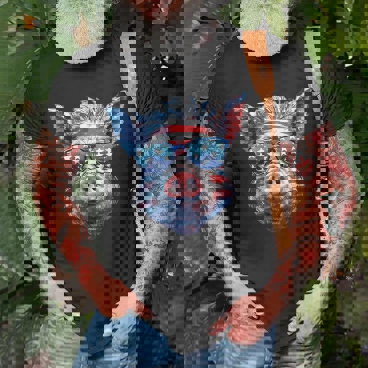 American Flag Pig Vintage Farm Animal Patriotic Farmer Pig Unisex T ...