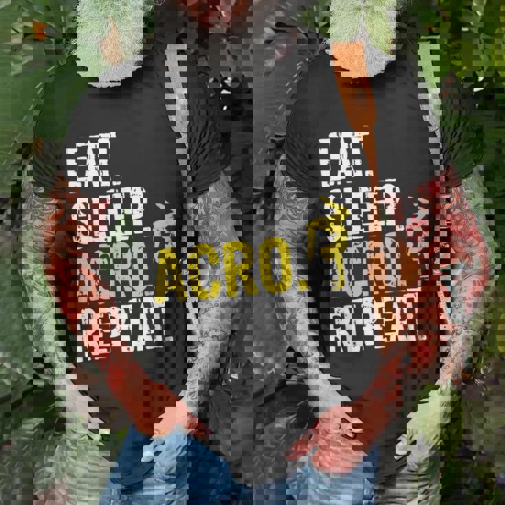 Eat Sleep Acro Repeat Acrobat Gymnastics T-Shirt | Mazezy