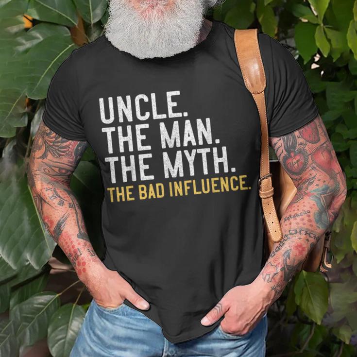 Father's Day Uncle The Man The Myth The Bad Influence T-Shirt | Mazezy