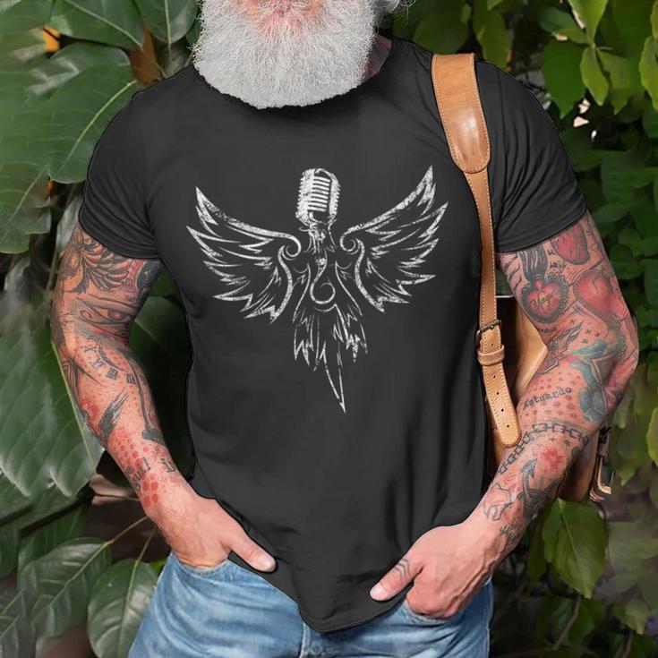 Heavy Metal Rock Graphic Angel Wings Mic Goth Rocker Vintage T-Shirt ...