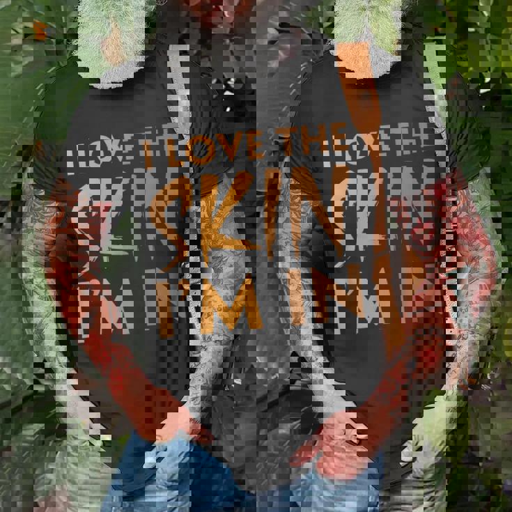 Love The Skin I'm In Cool Motivational Quote Black Power Bhm T-Shirt | Mazezy