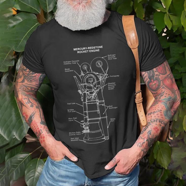 Mercury Redstone Rocket Engine Blueprint Technical Drawing T-Shirt | Mazezy