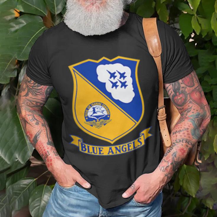 Navy Blue Angels Air Show Military Veteran Patch Unisex T-Shirt | Mazezy