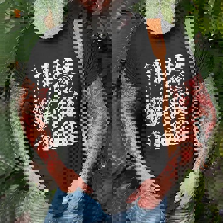 Rad To The Bone Skeleton Rock Hand Halloween Tech Xray T-Shirt | Mazezy