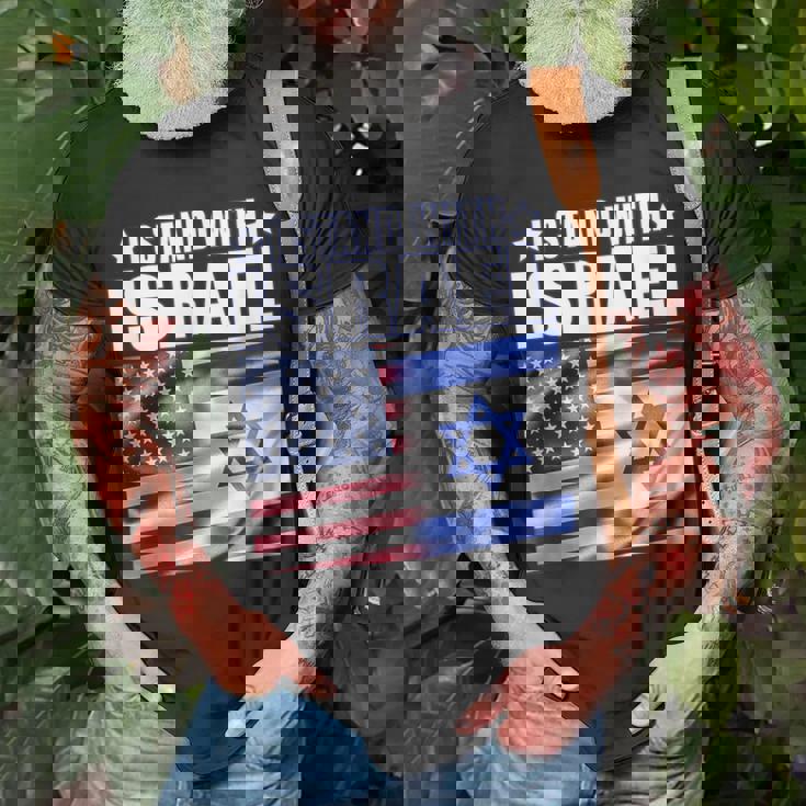 Support Israel I Stand With Israel Us Israel Flag Combined T-Shirt | Mazezy