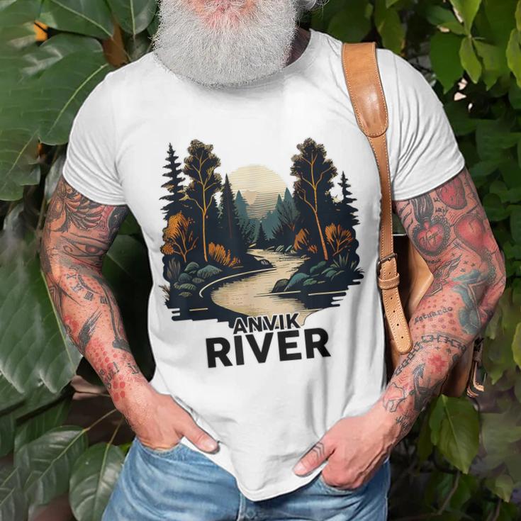 Anvik River Retro Minimalist River Anvik T-Shirt | Mazezy